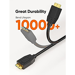 CableCreation USB C Hard Drive Cable 1FT, 10Gbps Data Transfer Speed, USB C to Micro B Male Cable, Compatible with Seagate, WD, Toshiba, Samsung External Hard Drive and More - Black
