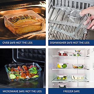 Bayco Glass Storage Containers with Lids, 9 Sets Glass Meal Prep Containers Airtight, Glass Food Storage Containers, Glass Containers for Food Storage with Lids - BPA-Free & Leak Proof(Pink)