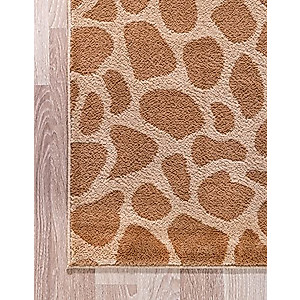 Unique Loom Wildlife Collection Animal Inspired with Giraffe Print Design Area Rug, 3 ft 3 in x 5 ft 3 in, Yellow/Light Brown