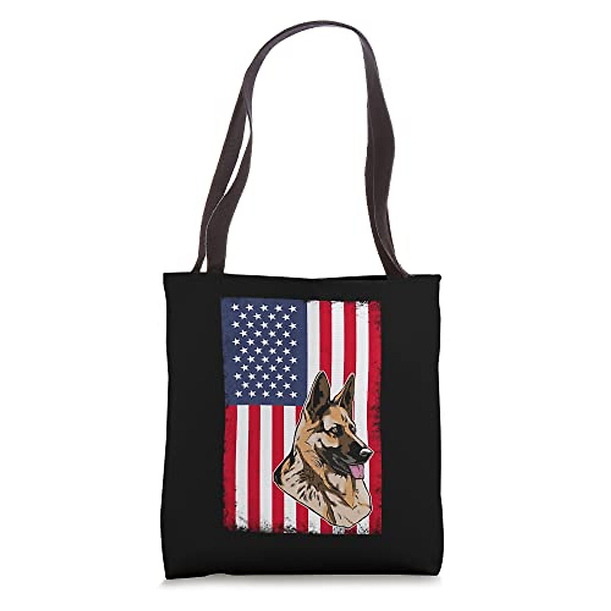 Patriotic German Shepherd Gift USA Flag Dog Owner Tote Bag