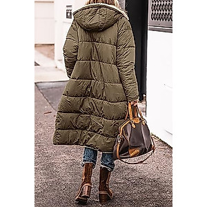 PRETTYGARDEN Women's 2023 Fall Fashion Coats Casual Loose Fleece Long Hooded Jackets Outerwear (Light Army Green,Small)