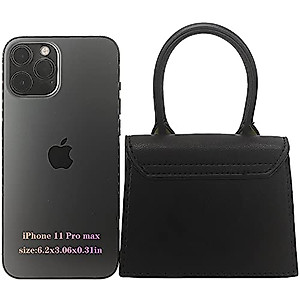 Nodeber Mini Crossbody Bag for Women Girls Synthetic Leather Flap Purse Styling Top-Handle Clutch Handbag Black