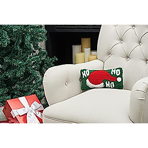 C&F Home HoHoHo Hat Hooked Petite Christmas Pillow Winter Decor Decoration Throw Pillow for Couch Chair Living Room Bedroom 6 x 12 Green