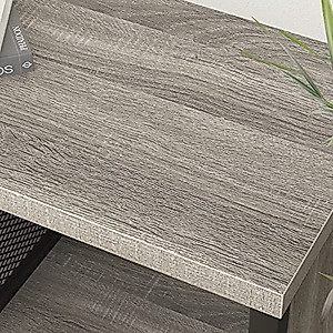 LVB Industrial 4 5 6 7 8 Cube Bookcase, Rustic Wood Metal Horizontal Bookshelf, Modern Wide Cube Organizer Storage Shelf, Large Long Low Book Shelf for Office Bedroom Living Room, Light Grey Oak 63 In