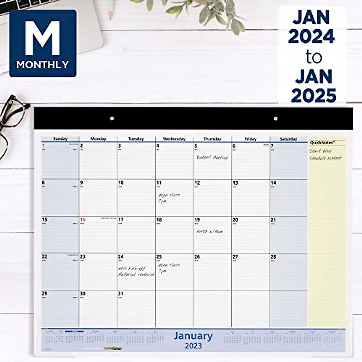 AT-A-GLANCE 2024 Desk Calendar, Monthly Desk Pad, 22" x 17", Standard, QuickNotes (SK7000024)