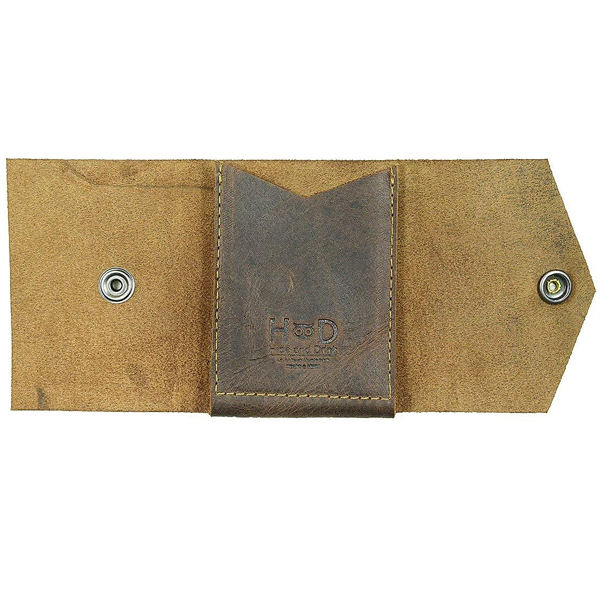 Hide & Drink, Leather T-Shape Wallet, Holds Up to 4 Cards Plus Flat Bills, Cash Organizer, Everyday Accessories, Handmade Includes 101 Year Warranty :: Bourbon Brown