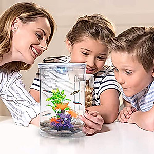 Betta Fish Tank, 360 Aquarium with LED Light, 1 Gallon Fish Bowl, Small Fish Tank Starter Kit, Beta Fish Tank Self Cleaning as Desktop Decoration for Office Home Room Decor