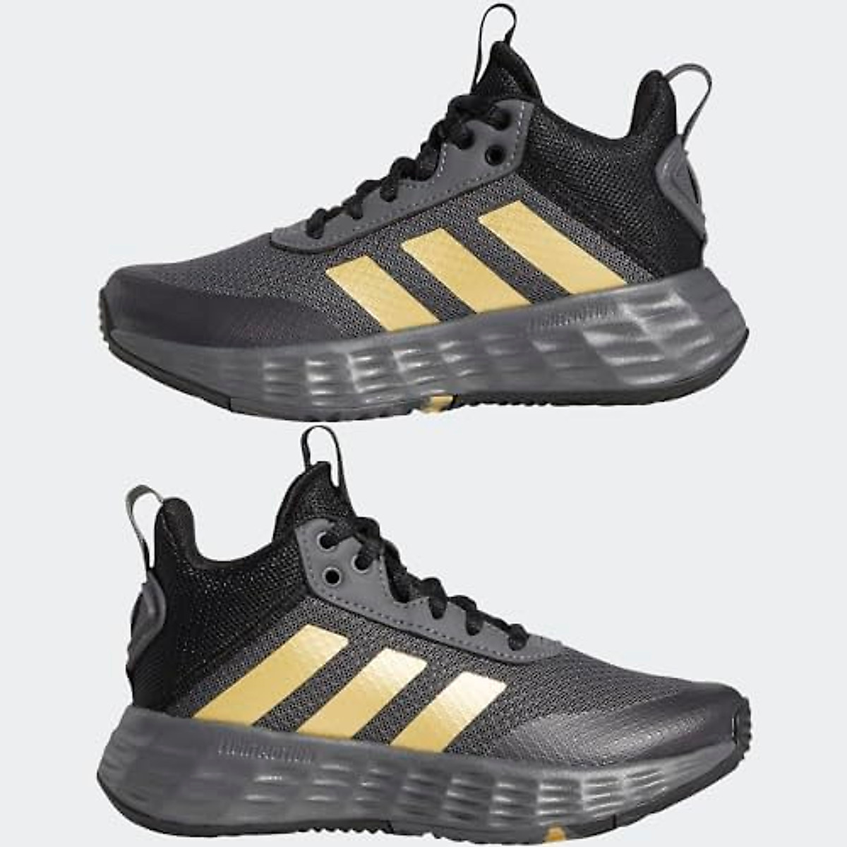 adidas Own The Game 2.0 Basketball Shoe, Grey Five/Matte Gold/Core Black, 2 US Unisex Little Kid