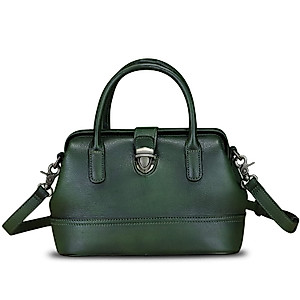 Genuine Leather Satchel Handbag for Women Purse Top Handle Bags Handmade Vintage Crossbody Bag Purses (Green) Medium