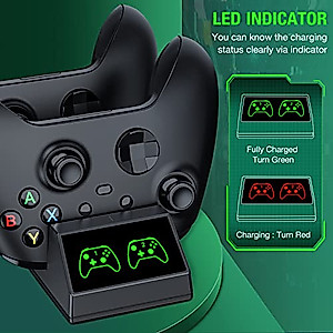 Controller Charge Station with 2x1200mAh Rechargeable Battery Pack for Xbox Series X/S Controller, Charging Dock for Xbox Controller Battery Pack with 4 Batteries Cover for Xbox One/X/S/Elite