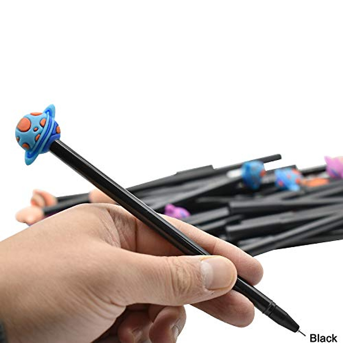 Maydahui 12PCS Multicolor Planet Rollerball Pen Black Gel Ink Outer Space Theme Star Pens Design for Girls Astronomer Astrophile