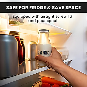 Bliss by Home Glass Milk Container, Milk Bottles With Lids, Reusable Bottle Jar For Milk Storage, 32 OZ Clear Milk Jar For Refrigerator, Kitchen Decor