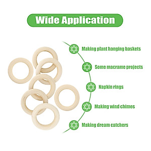 20PCS Natural Wood Rings for Crafts, Macrame Rings for DIY, Wooden Rings Without Paint, Pendant Connectors 55mm/2.2inch