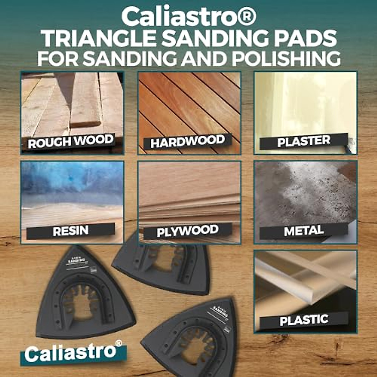 Triangle Sanding Pads for Oscillating Multitool with Universal Quick-Release - 3 Pack of 3-1/8 Inch Sander Pads for Hook & Loop Sandpaper- Caliastro
