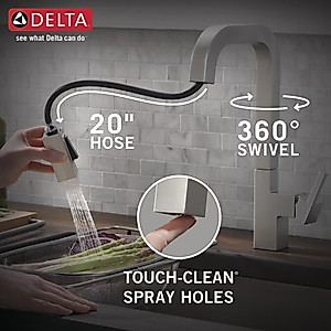 Delta Faucet Brushed Nickel Kitchen Faucet with Pull Down Sprayer, ADA Compliant, Dual Function Wand, Magnetic Docking Spray Head, Spotshield Stainless Steel, 19825LF-SP
