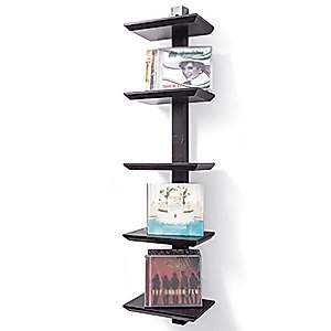 LIANGLIANG Floating Wall Shelves Vertical Suspension Fixed Design Storage Display Stand Minimalist Wood Moisture-Proof, 3 Styles (Color : Black, Size : 20x15x84cm)