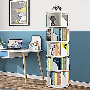Nisorpa 5 Tier Rotating Bookshelf, 360° Revolving Bookcase Rotating Stackable Shelves Floor-Standing Storage Display Rack Used in Bedrooms Living Rooms Study Office (63"x18"x18")