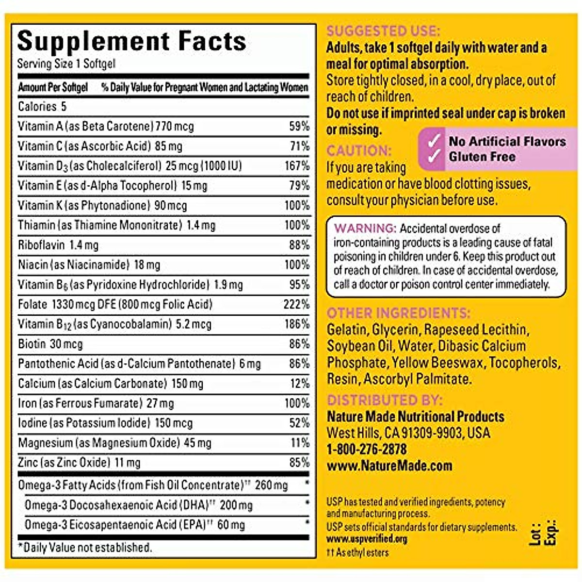 Prenatal Vitamin + DHA Softgel with Folic Acid, Iodine and Zinc, 90 Count