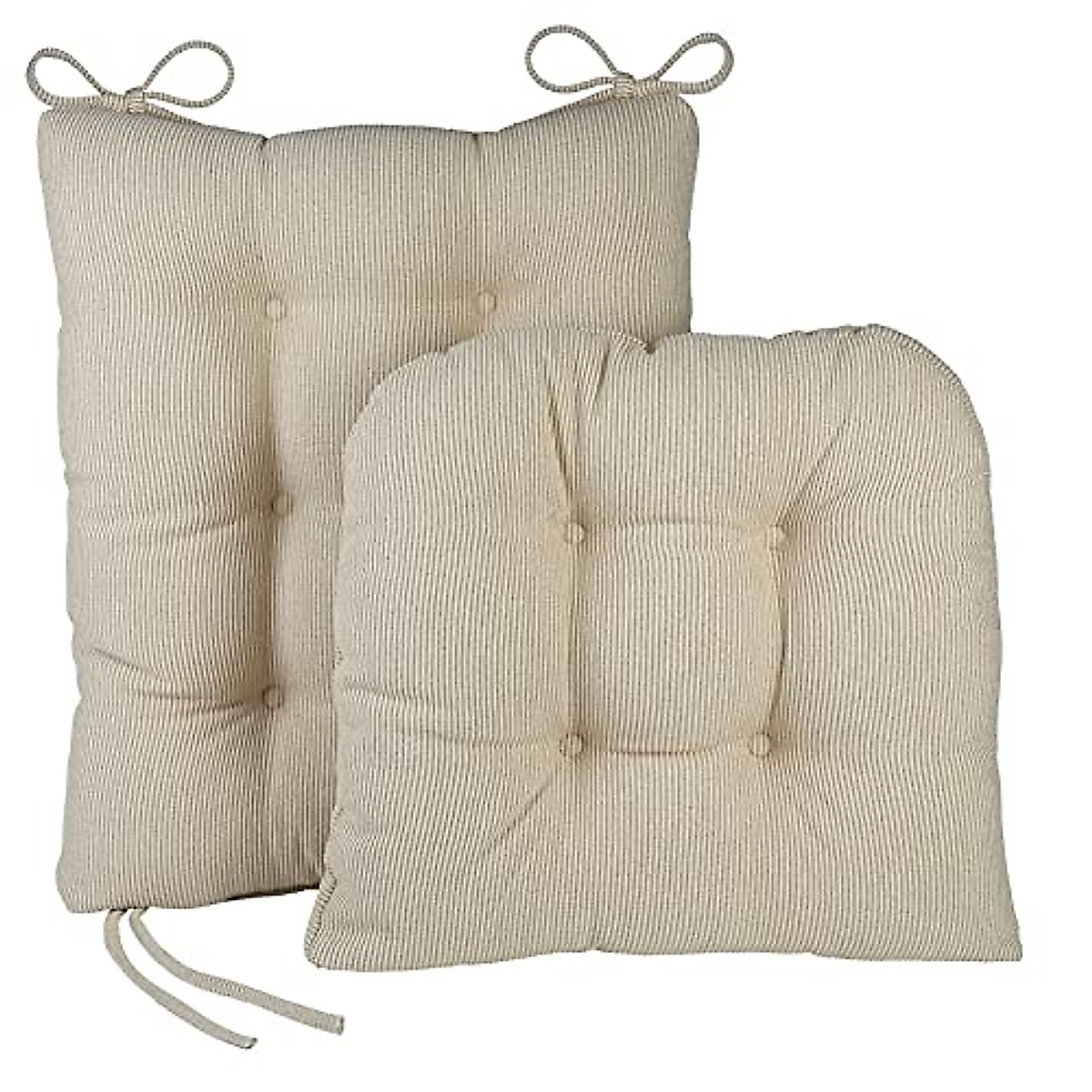 Klear Vu Non-Slip Omega Rocking Chair Cushions, Seat and SeatBack Pads, 2 Piece Set, Natural