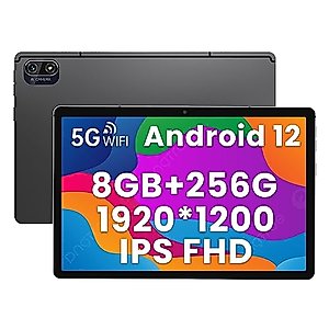 2023 𝐍𝐄𝐖 𝐀𝐧𝐝𝐫𝐨𝐢𝐝 𝟏𝟐 Tablet-10.1 Inch Gaming Tablet with 13MP Dual Camera,MTK8183 Octa-Core 2.0Ghz Processor,6000mAh Battery Capacity,8GB RAM+256GB ROM,2.4+5G Dual Band WiFi+Bluetooth 5.0