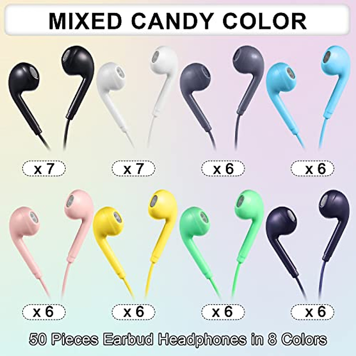 50 Pack Earbuds with Mic - Perfect for Schools & Travel