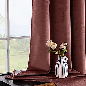 MIULEE Dusty Rose Velvet Curtains 84 inch Long and 100% Blackout Velvet Curtains
