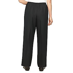 Alfred Dunner Women's Around Elastic Waist Polyester Short Pull-On Style Pants, Black, 16 Petite