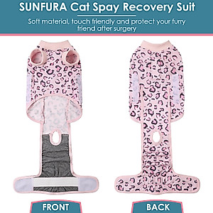 SUNFURA Cat Recovery Suit, Cat Surgery Recovery Suit Female Kitten Onesie for Cats After Surgery, Cat Neuter Recovery Suit Anti Licking, E-Collar Alternative Cat Surgical Recovery Suit, Pink M