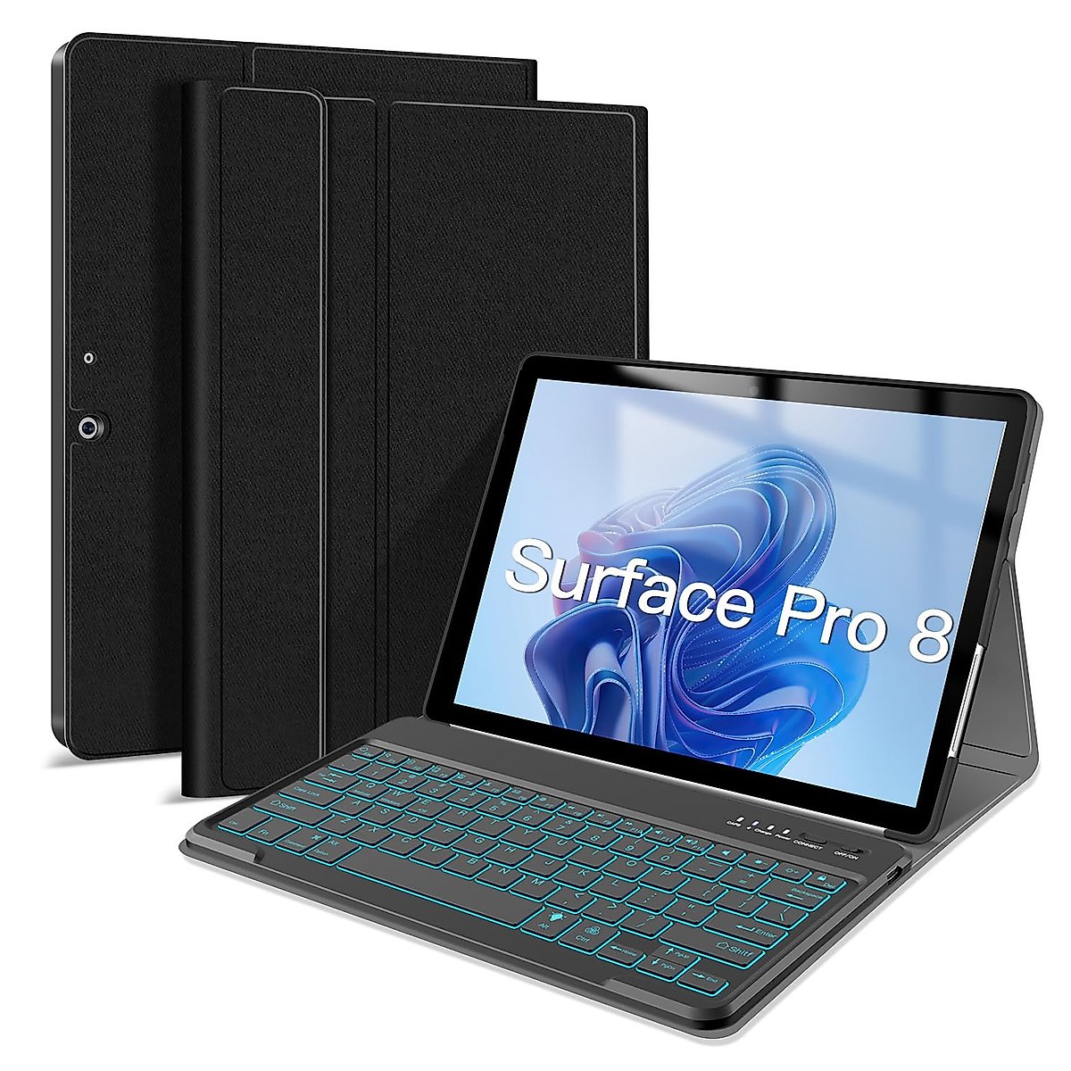 XIWMIX Microsoft Surface Pro 8 Case with Keyboard 2021, 7-Color Backlight Magnetic Detachable Wireless Bluetooth Keyboard with Slim Lightweight Protective Cover Case for Surface Pro 8 13" 2021 Tablet