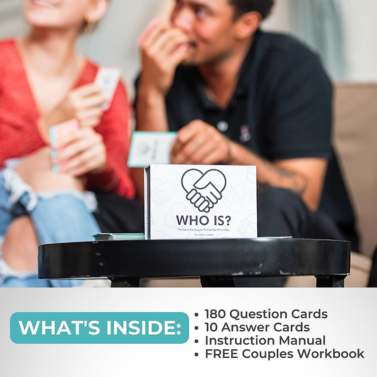 The Couples Company LLC | Who Is? Card Game | 180 Unique Cards | Perfect for Date Night & Parties | Prove Who Knows Who Best | Made for 2-12 Players