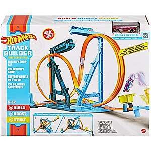 Hot Wheels Track Set and 1:64 Scale Toy Car, Track and Loop Building Kit with Adjustable Set-Ups and Jump, Infinity Loop Kit