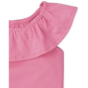 The Children's Place Baby Toddler Girls Sleeve Ruffle Tank Top and Shorts Set, Floral/in The Pink 2-Pack, 3T