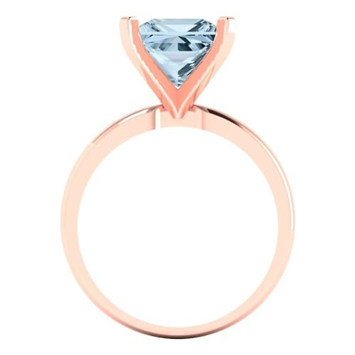 Clara Pucci 3.0 ct Princess Cut Solitaire Natural Swiss Blue Topaz gemstone Bridal Designer Anniversary Engagement Ring 14k Rose Gold 3.5