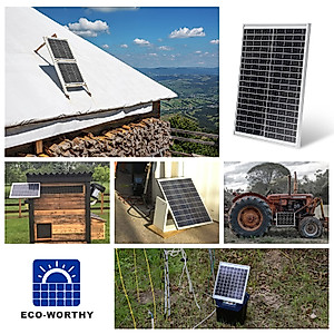 ECO-WORTHY Solar Panel 25W 12V Monocrystalline Waterproof Panel for Charging 12V Battery of RV Boat Trailer ATV Car or Powering 12V Light, Charing 12V Battery Pack and Other Off-Grid Applications