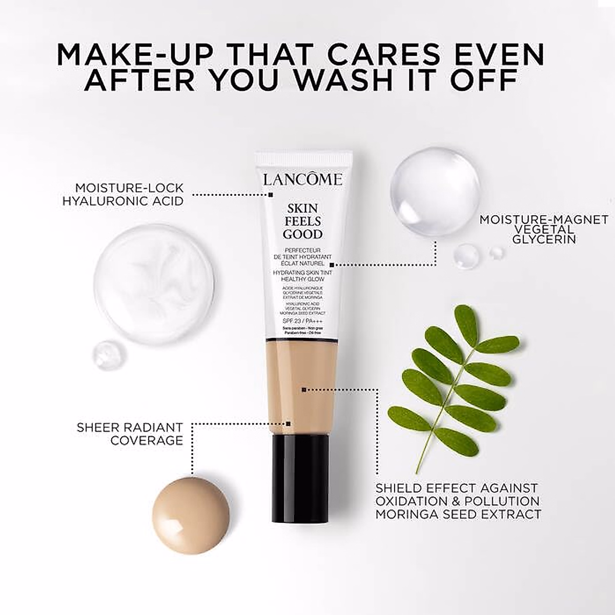 Lancôme Skin Feels Good Hydrating Tinted Moisturizer with SPF 23 - Oil-Free & Lightweight Foundation - Sheer Coverage with Healthy Glow Finish - 02C Natural Blond