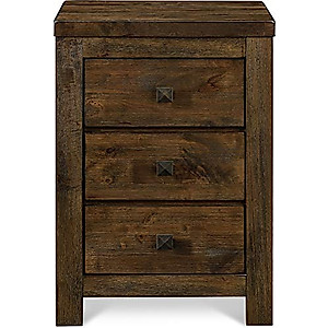 Finch Stratford Farmhouse Wooden Nightstand with 2 Drawers, Bedside End Table, Space Saving Design, Rustic Brown