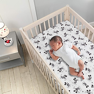 Lambs & Ivy Magical Mickey Mouse Cotton Fitted Crib Sheet - White, Disney