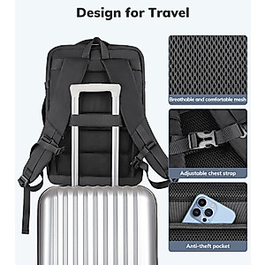 Carry On Backpack, Travel Backpack Airline Approved with USB Charging Port, Extra Large Backpack 50L Expandable Water Resistant Suitcase Luggage Weekender Bag, Travel Gifts for Men Women