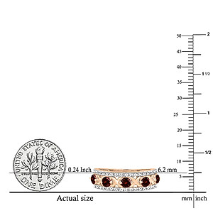 Dazzlingrock Collection Round Garnet & White Diamond 5 Stone Criss-Cross Style Wedding Ring for Women in 14K Rose Gold, Size 5