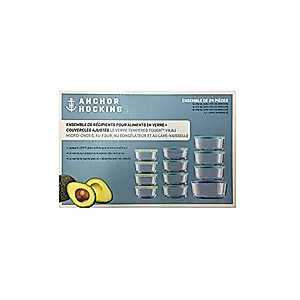 Anchor 10613AHG17 Hocking Company Food Storage Set 24PC, Container is Clear, lids are Either Green or Blue