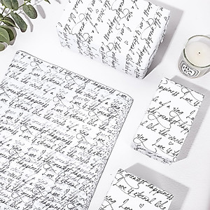 Whaline 100 Sheet Letter Gift Black White Tissue Paper Love Romantic Words Gift Packing Tissue Paper DIY Art Craft Paper for Wedding Birthday Party Valentine's Day Decoration, 13.7 x 19.6 Inch