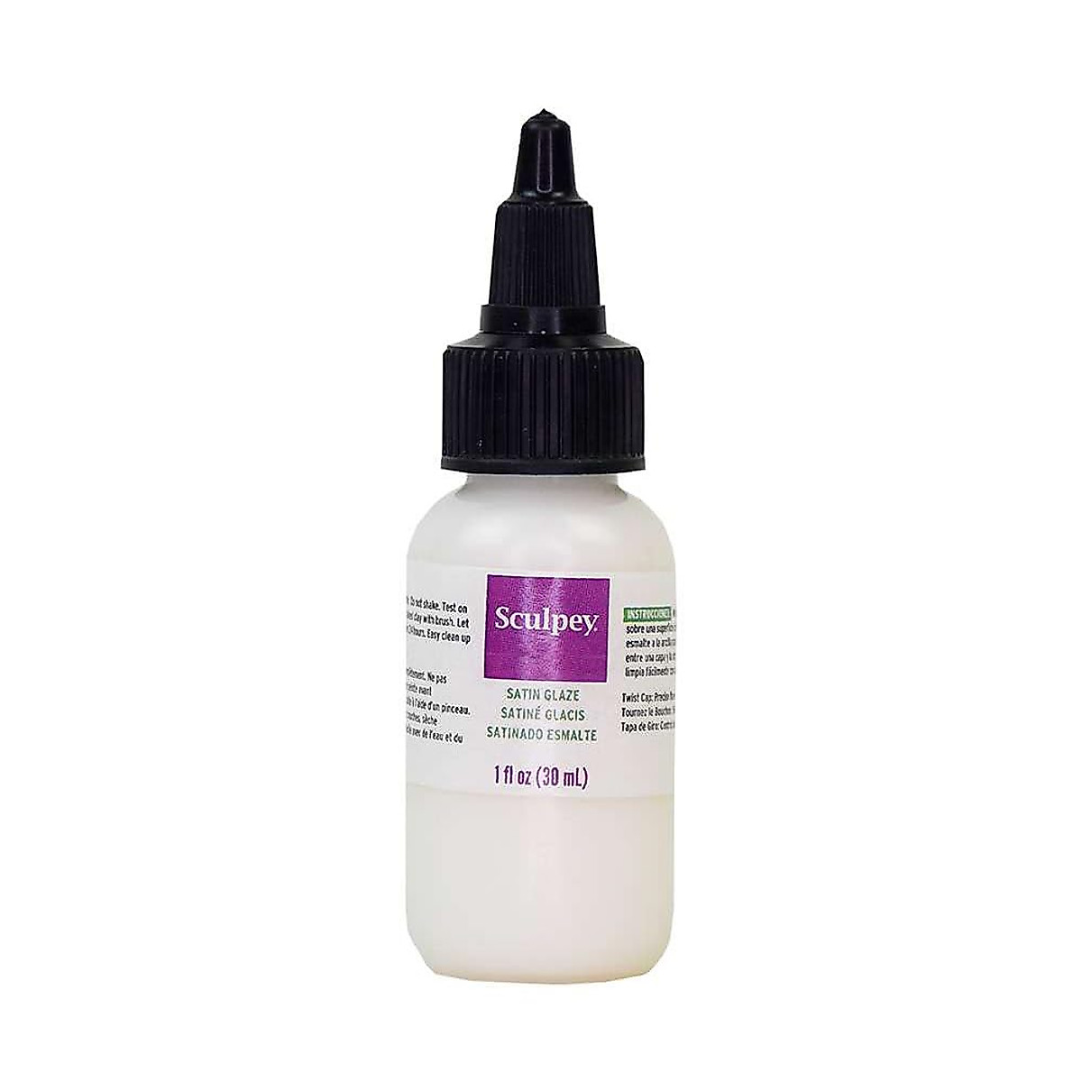 Sculpey® Satin Glaze, Non Toxic, 1 fl oz. bottle with precise flow twist cap. Will add a satin finish to your baked polymer oven-bake clay creations!