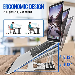 Laptop Stand,Portable Laptop Stand for Desk, Adjustable Folding Aluminum Computer Stand Desktop Riser,Multi-Angle Ergonomic MacBook Holder,Upgraded Design Makes Laptop Holder More Stability