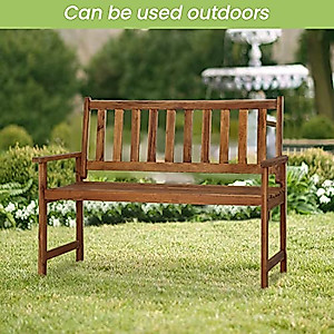 FDW Patio Furniture Outdoor Patio Bench Wood Garden Bench Park Bench Acacia Wood for Pool Beach Backyard Balcony Porch Deck Garden Wooden Furniture, Natural Oiled