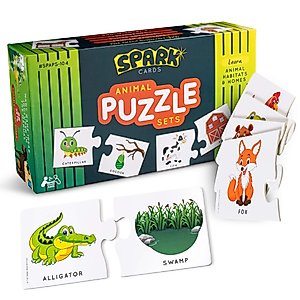 SPARK INNOVATIONS Animal Puzzles, Animal Games, Animal Matching Cards, Educational Games Childrens Puzzle for 3 Year Olds, Kids Puzzle, Preschool Games