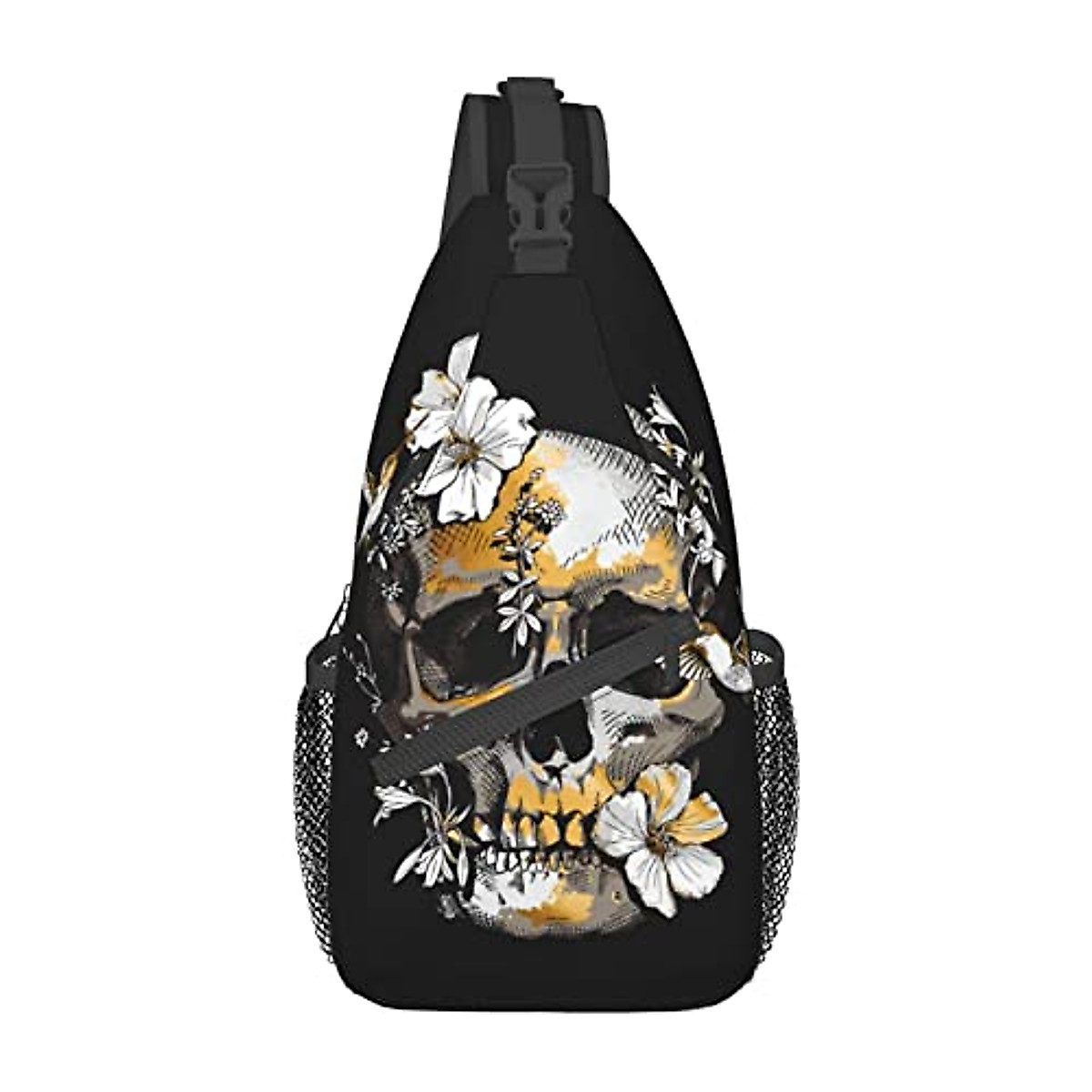 Yrebyou Skull Sling Bag for Women Crossbody Backpack Travel Shoulder Hiking Bags Waterproof Daypack For Beach Outdoor Camping