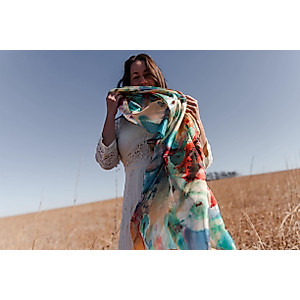 YupURStyle Women Fashion Silk Scarf Oblong Floral Oversize Soft Shawl Beach Wrap (Orange)