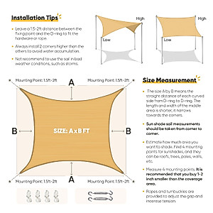 Quictent Sun Shade Sail Canopy 260GSM Polyester Fabric Shade Cloth for Outdoor Patio Backyard, Hardware Kit Included, 26X20 FT, Sand