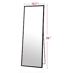NA Full Body Mirror Full Length Floor Mirror Wall Mounted Free Standing Black Dressing Mirror Over The Door Mirror for Bedroom Bathroom Living Room Locker Room (59” x 19.7”)
