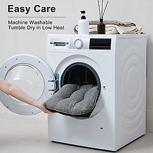 Quilmfoam Chair Cushions for Dining Chairs Set of 4, Kitchen Chair Cushions with Non-Slip Backing, Memory Foam Seat Cushions for Kitchen Chairs, Indoor Chair Pads with Ties, 15.5 x 15.5X 4 Dark Grey